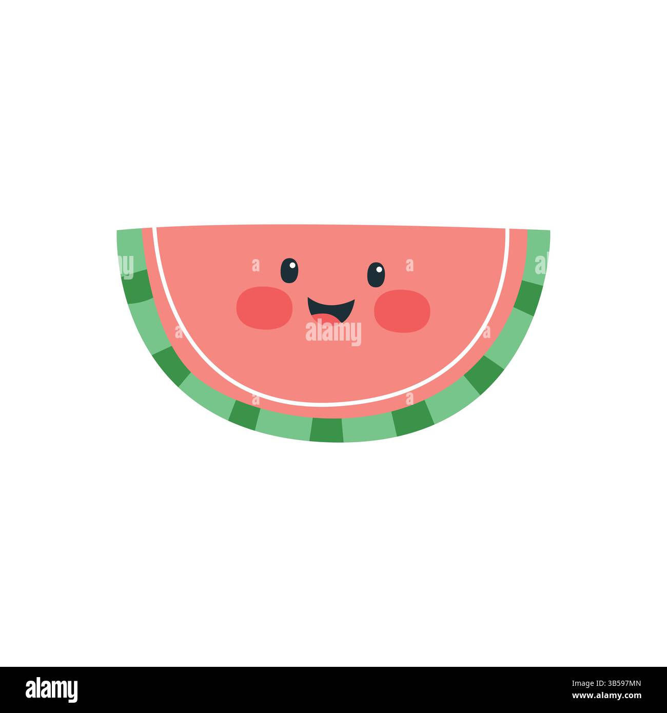 Cute Cartoon Watermelon Slice with Happy Face Summer Vector ...