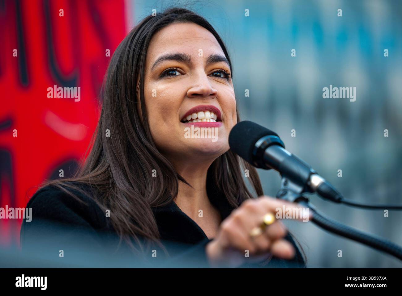 Rep. Alexandria Ocasio-Cortez (D-N.Y.) speaks at the NYCLU's May Day ...