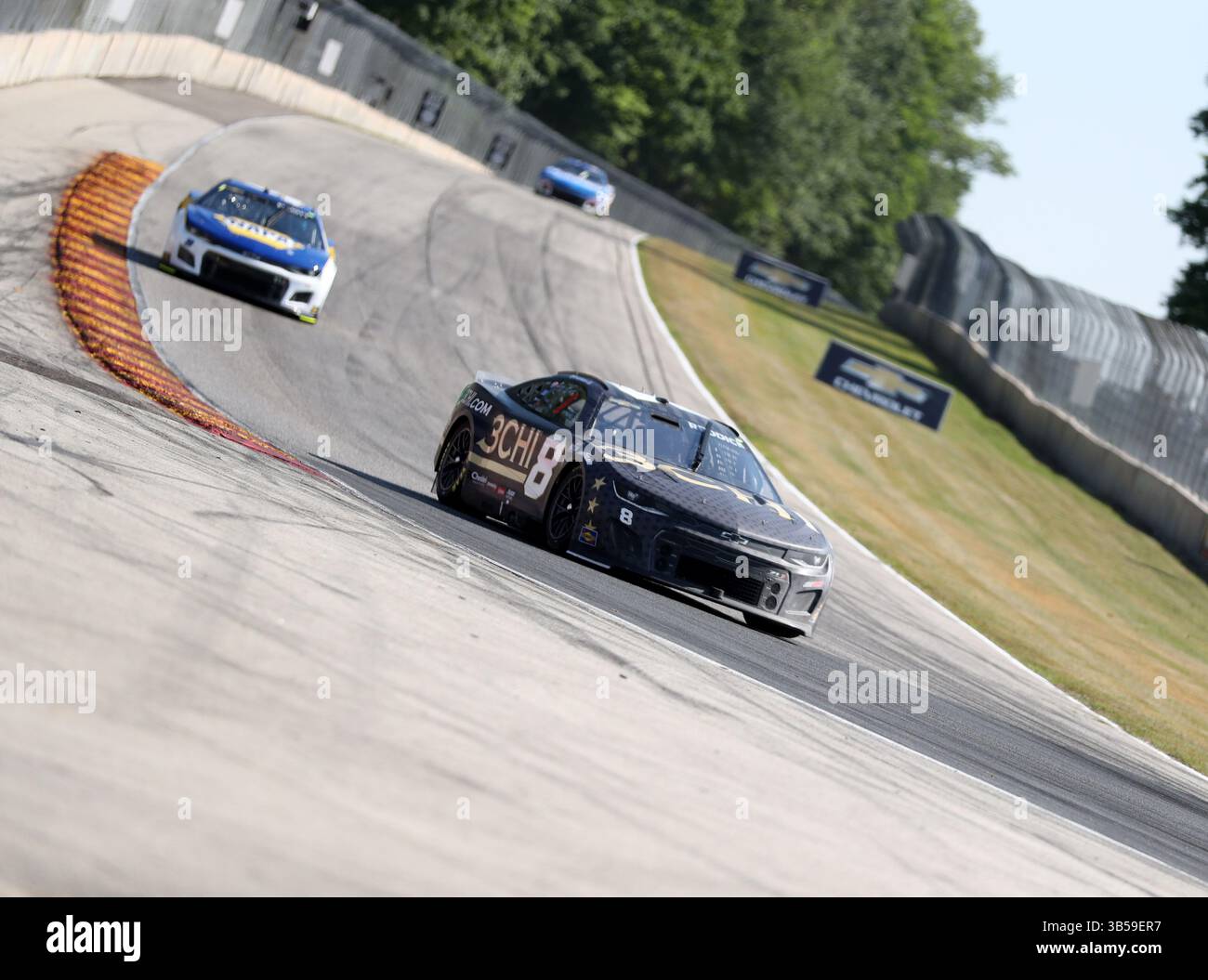 July 3, 2022: Tyler Reddick, driver of the #8 3CHI Chevrolet, leads the ...