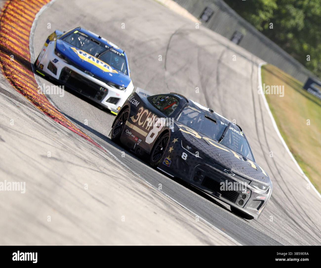 July 3, 2022: Tyler Reddick, driver of the #8 3CHI Chevrolet, leads the ...