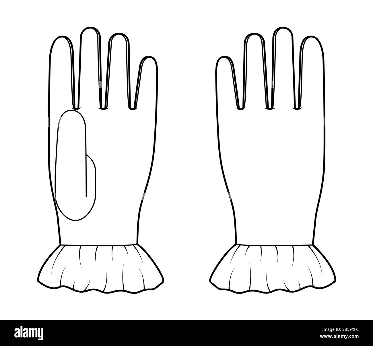 Leather gloves technical drawing Black and White Stock Photos & Images ...