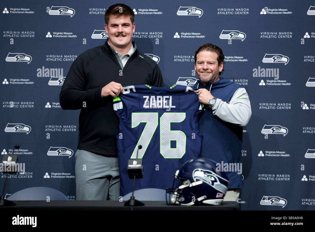Guard Grey Zabel, left, selected by the Seattle Seahawks with the No ...