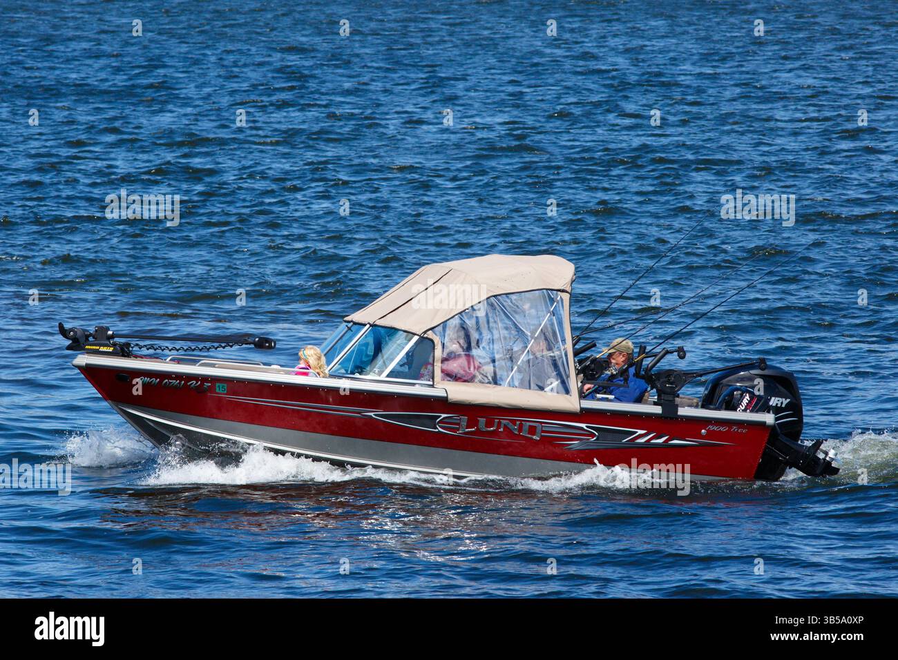 Recreational boat on Lake Superior near Duluth, Minnesota Stock Photo ...