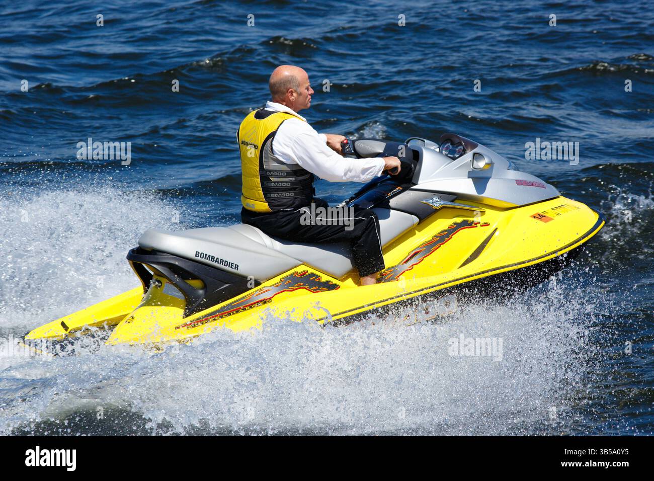 Recreational personal watercraft user on Lake Superior near Duluth ...