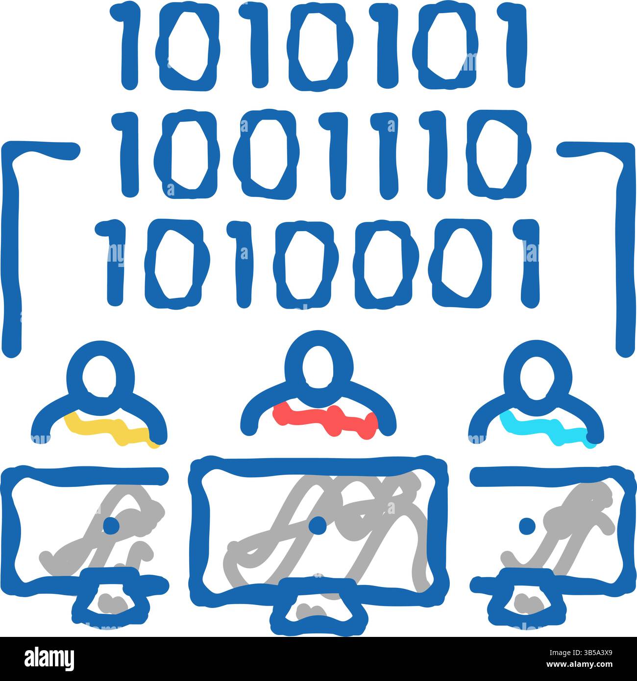 coding teamwork icon doodle illustration Stock Vector Image & Art - Alamy