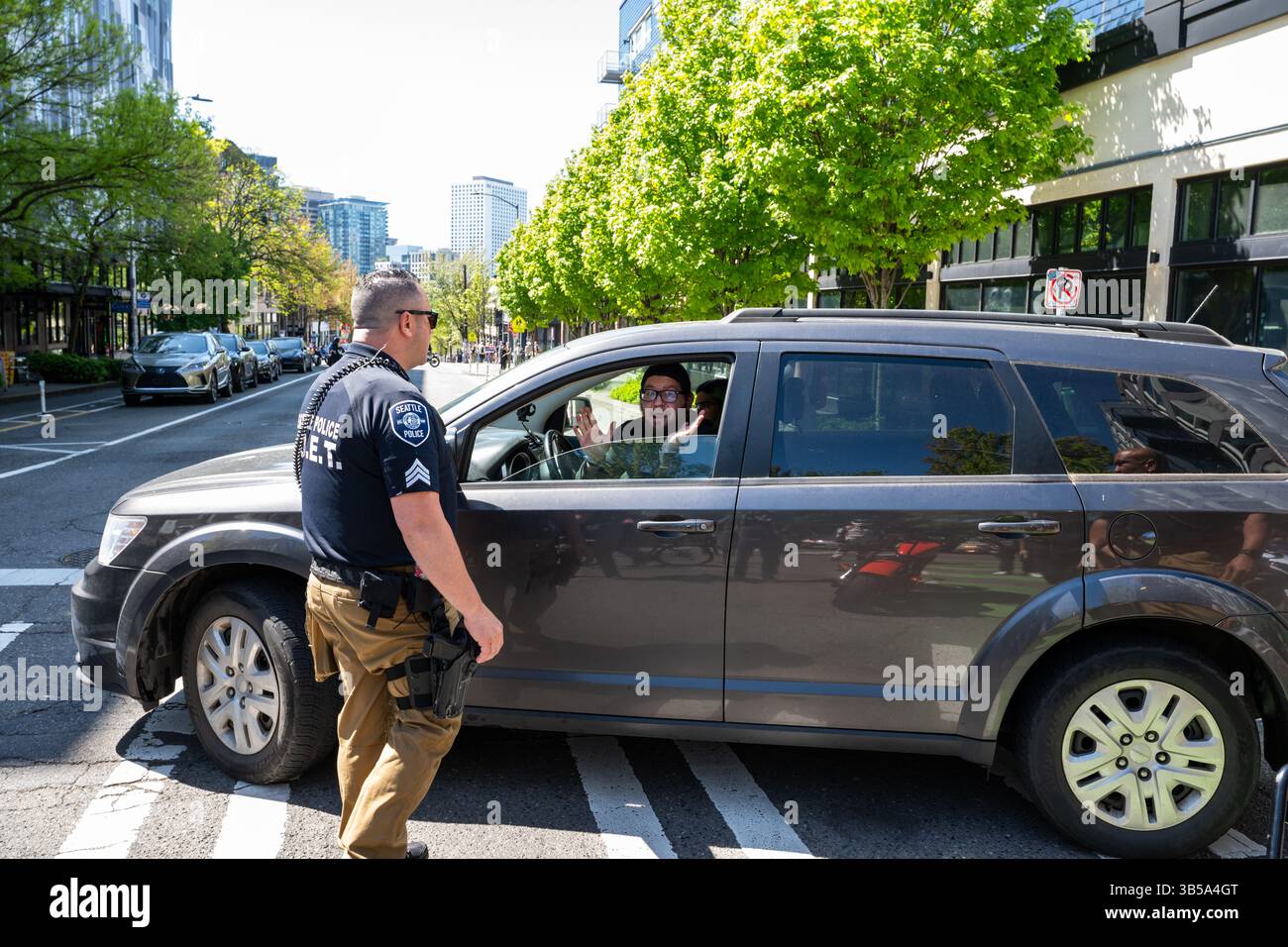 Seattle, USA. 1st May 2025. People marching downtown after gathering at ...