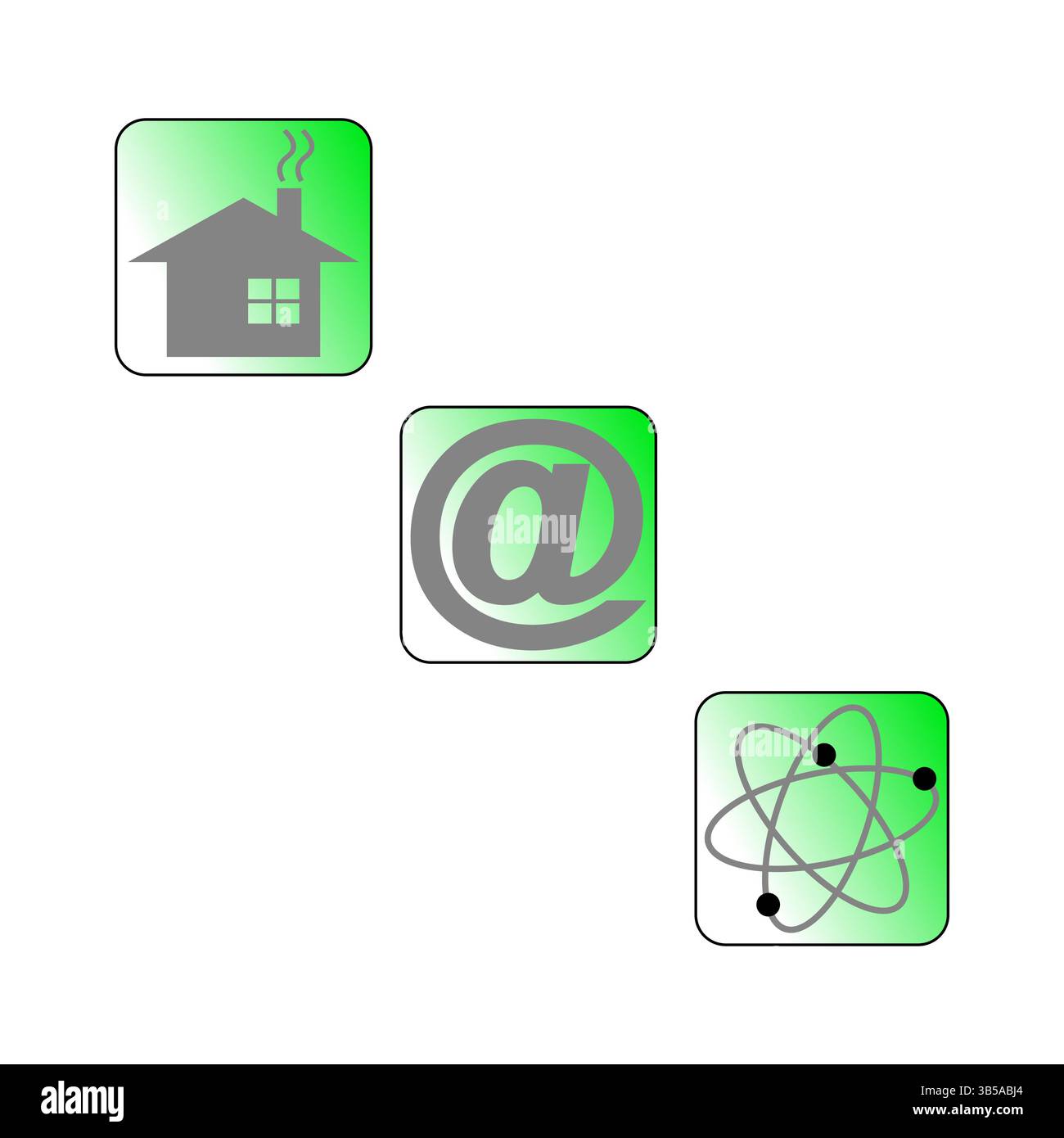 Green gradient icons. House internet symbol. Atomic structure figure ...