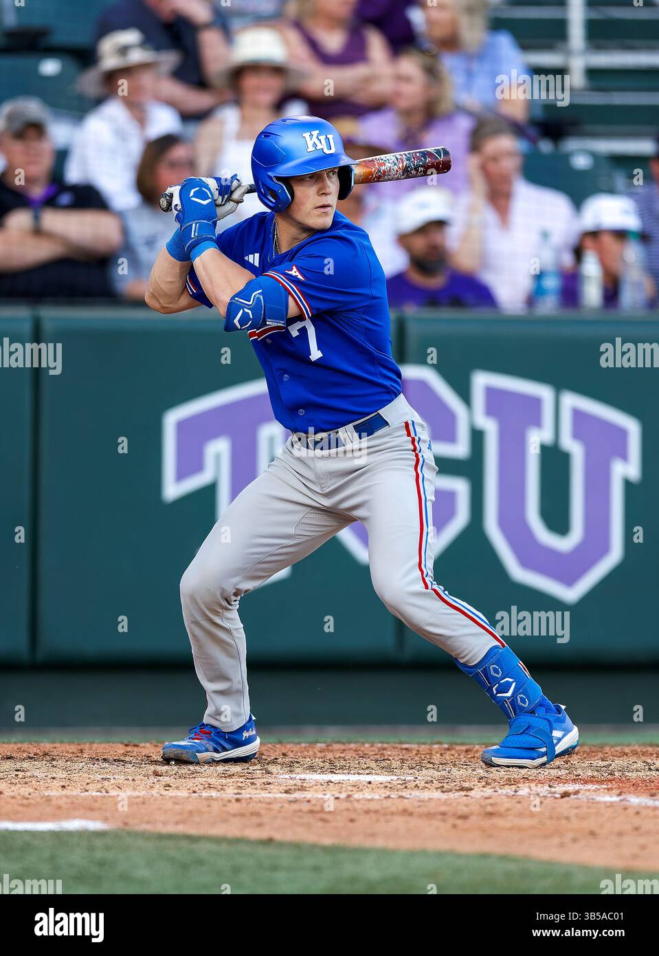 April 11, 2025: The University of Kansas Ian Francis (7) at bat at ...