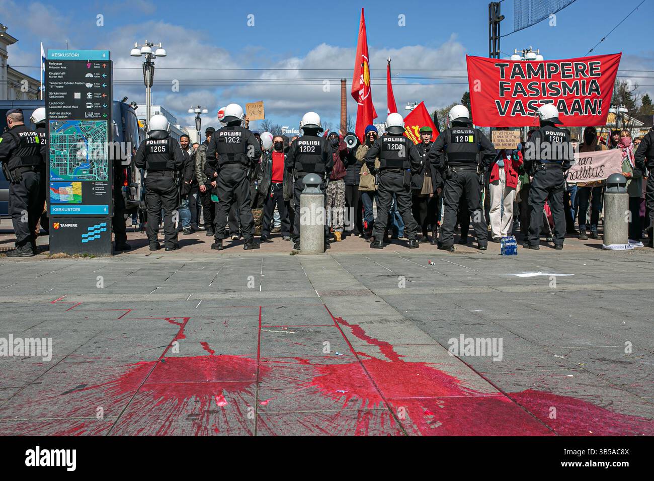 May 1, 2025, Tampere, Finland: Clashes broke out during May Day rally ...
