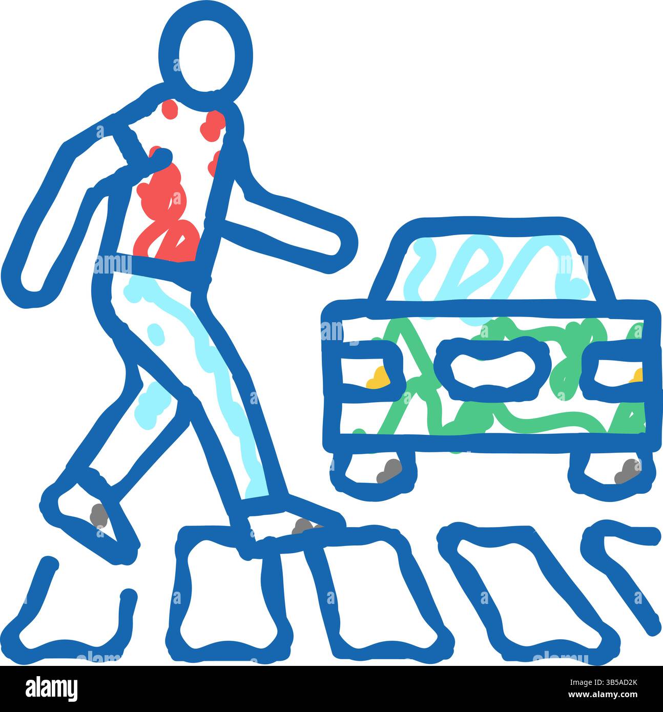 human crossing road on crosswalk icon doodle illustration Stock Vector ...