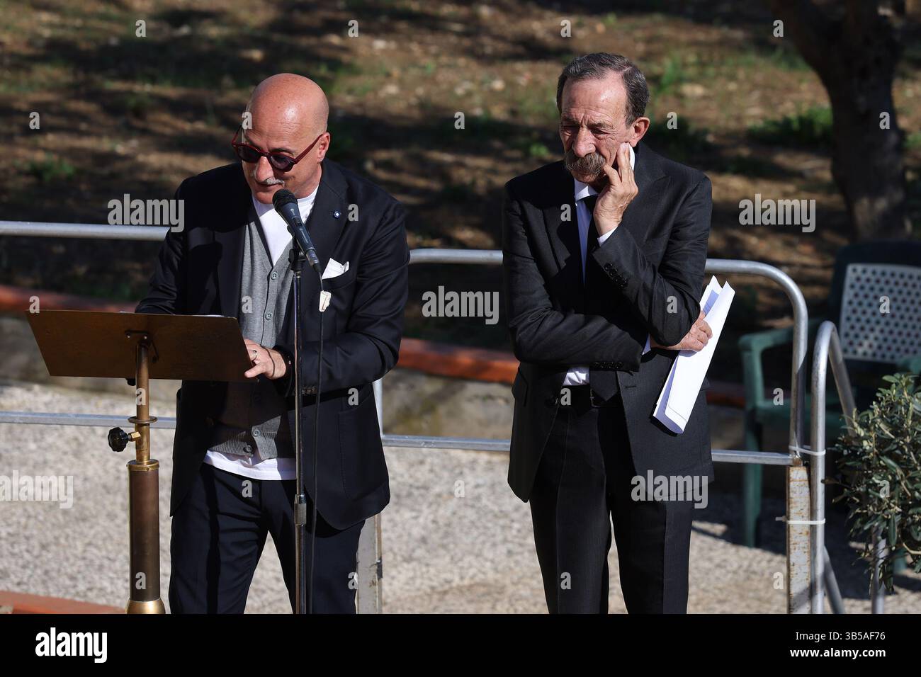 in the photo from left Massimo Minutella and Pino Maniaci director of ...