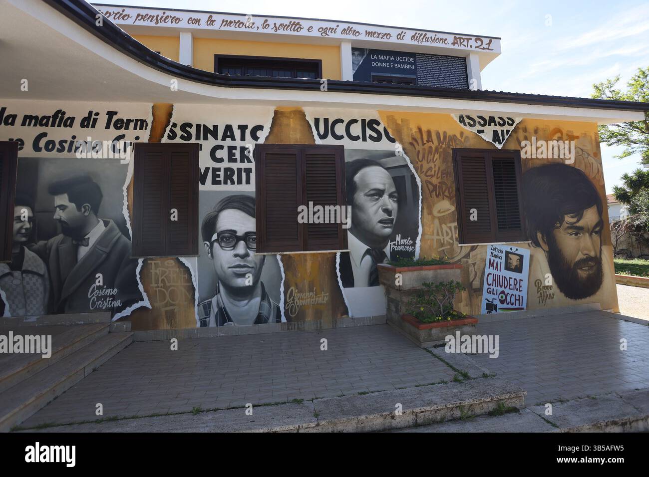 in the photo a mural of journalists killed in Sicily by the mafia Stock ...
