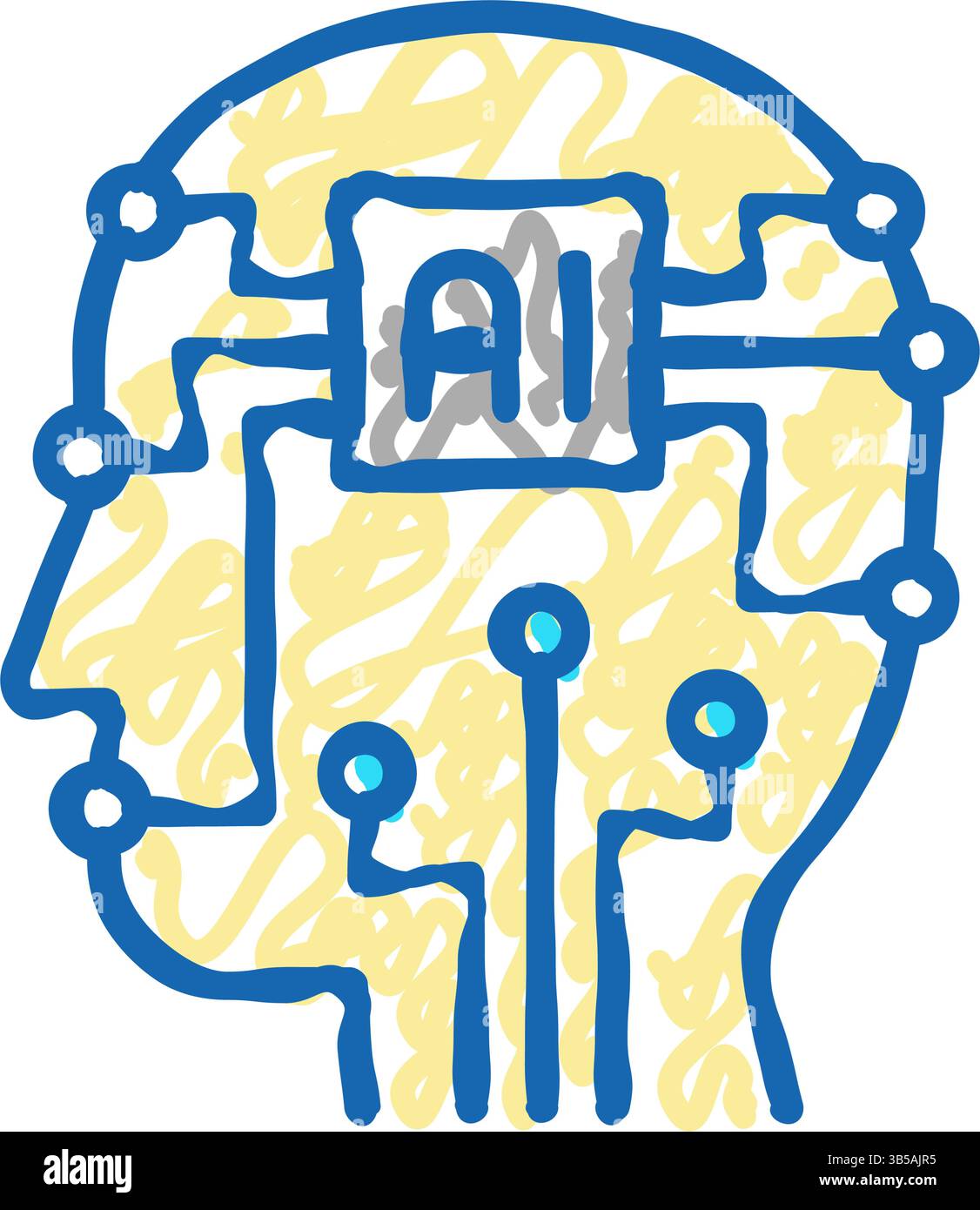 artificial intelligence technology icon doodle illustration Stock ...