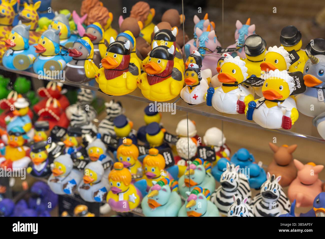 Rom, Italien - April, 23, 2025: Brightly colored rubber ducks fill ...