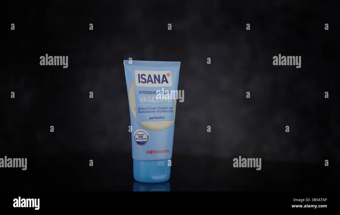 Isana Vaseline intensive care body lotion by Rossmann on dark ...