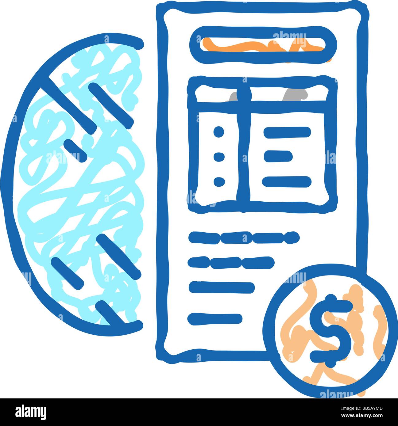 cost calculation, mirror price icon doodle illustration Stock Vector ...
