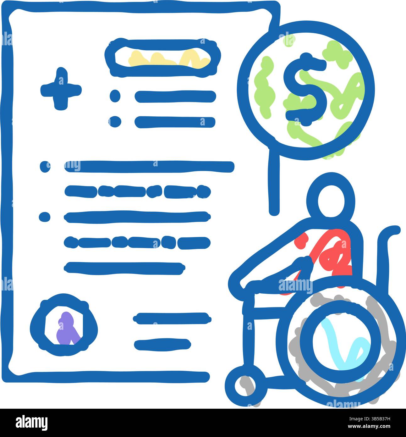 disabled allowance icon doodle illustration Stock Vector Image & Art ...