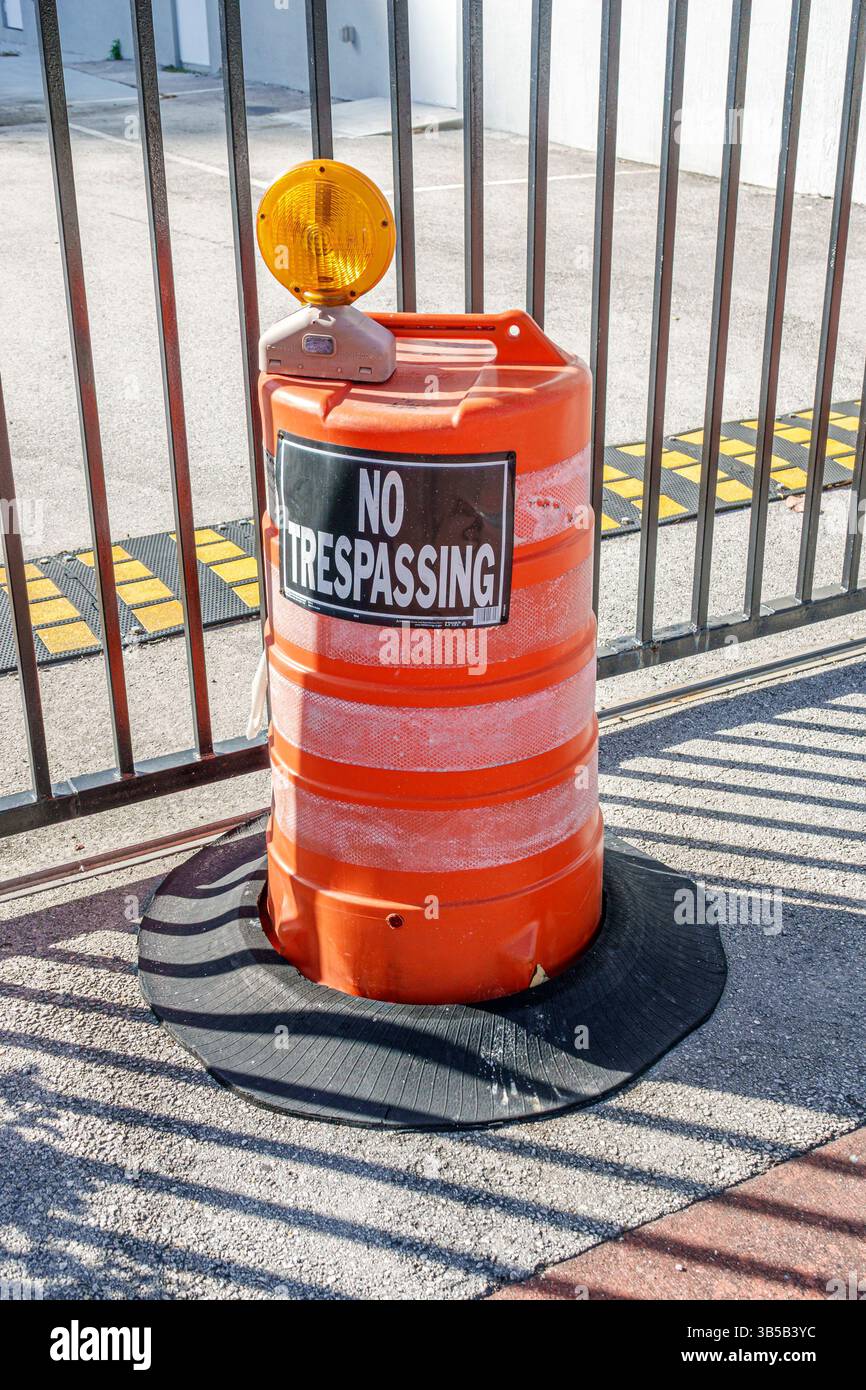 Miami Beach Florida,construction barrel traffic barrel,No Trespassing ...