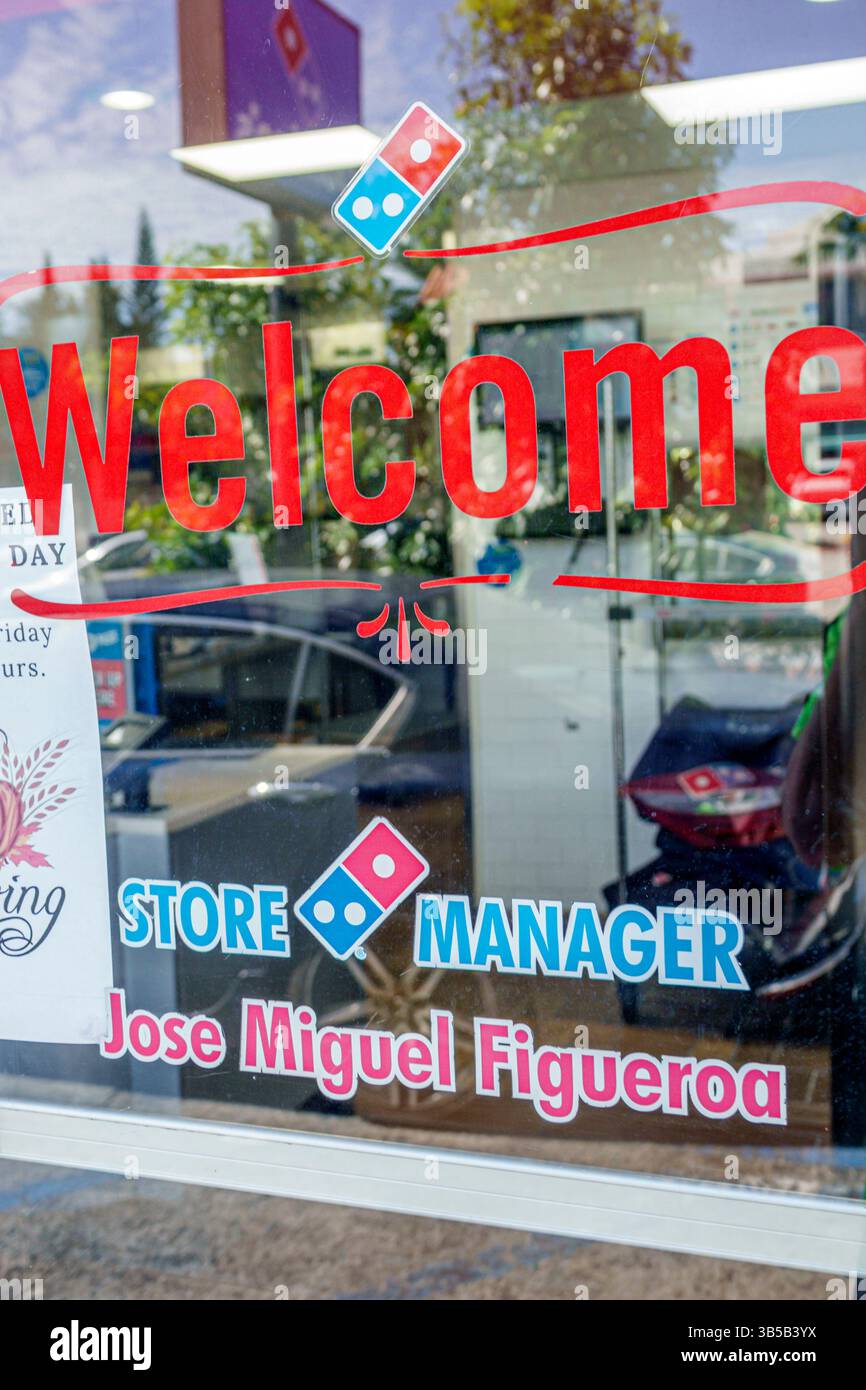 Miami Beach Florida,Domino's Pizza,storefront entrance,glass door ...