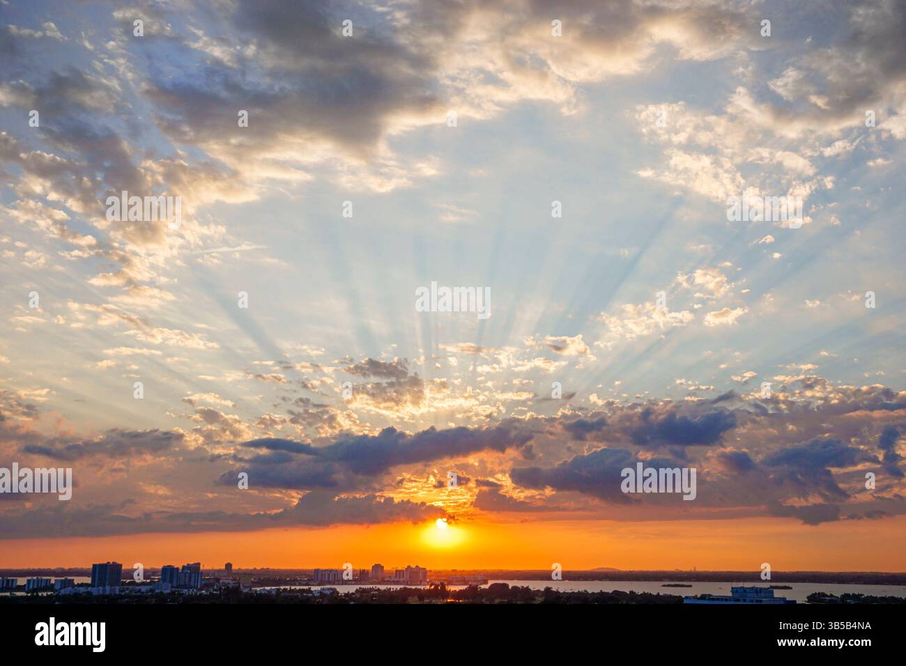 Miami Beach Florida,clouds sky sun rays sunset,dramatic atmospheric ...