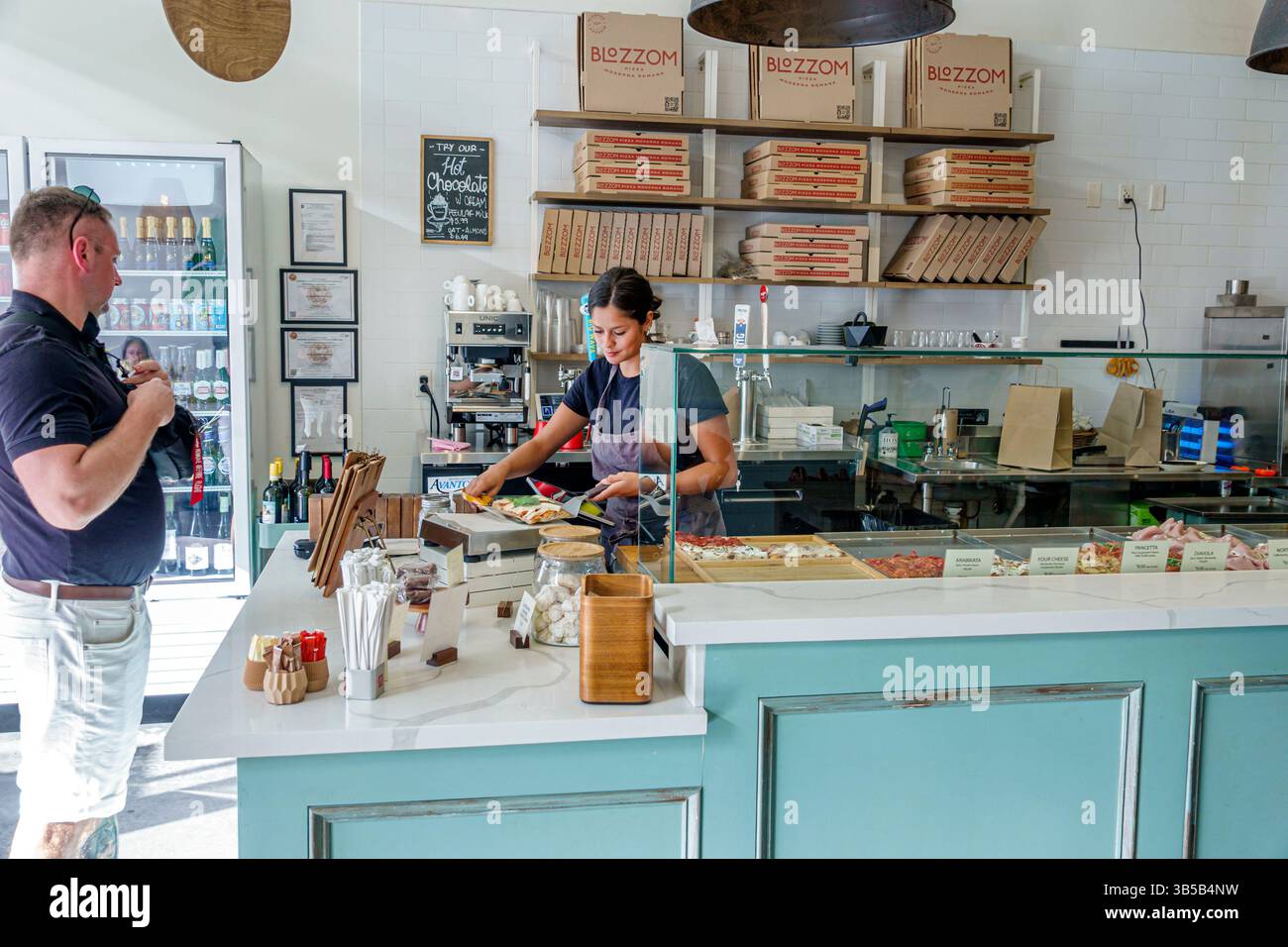 Display case pizza varieties hi-res stock photography and images - Alamy