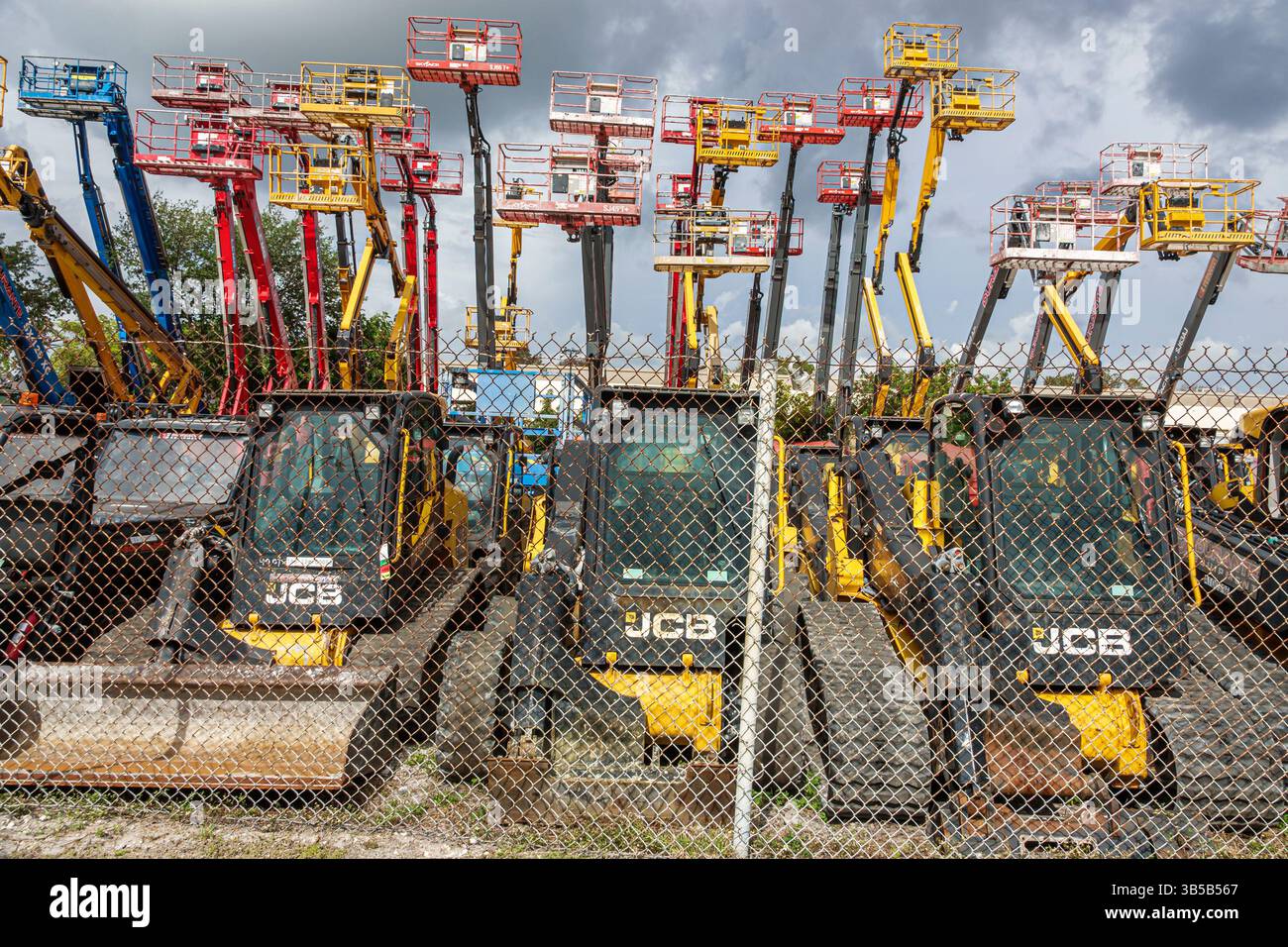 Hollywood Florida,construction rental equipment yard,outdoor lot,JCB ...