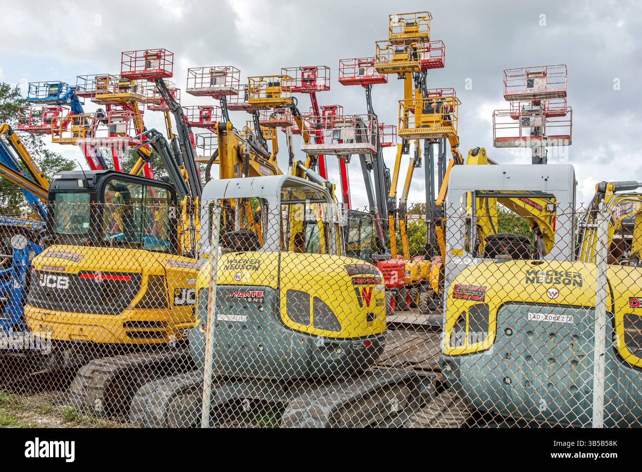 Hollywood Florida,construction rental equipment yard,outdoor lot,boom ...