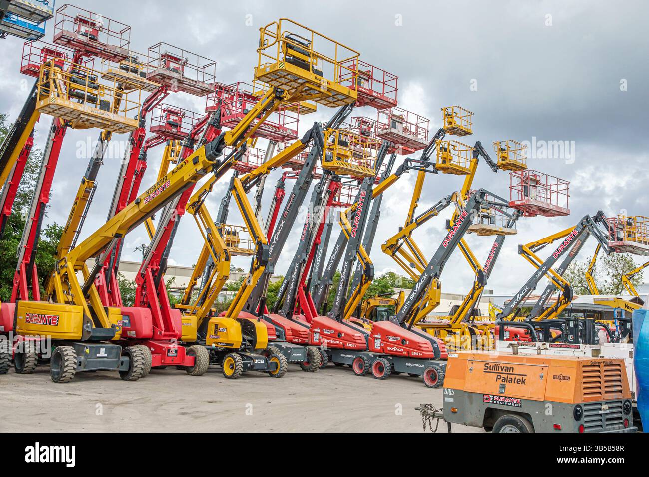 Hollywood Florida,construction rental equipment yard,outdoor lot,boom ...