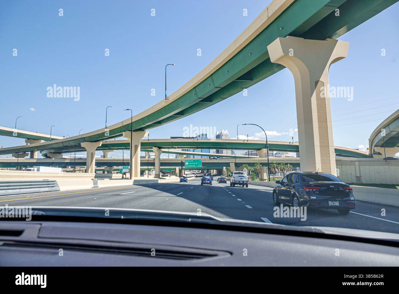 Orlando Florida,Interstate Highway I-4,driving under multiple elevated ...