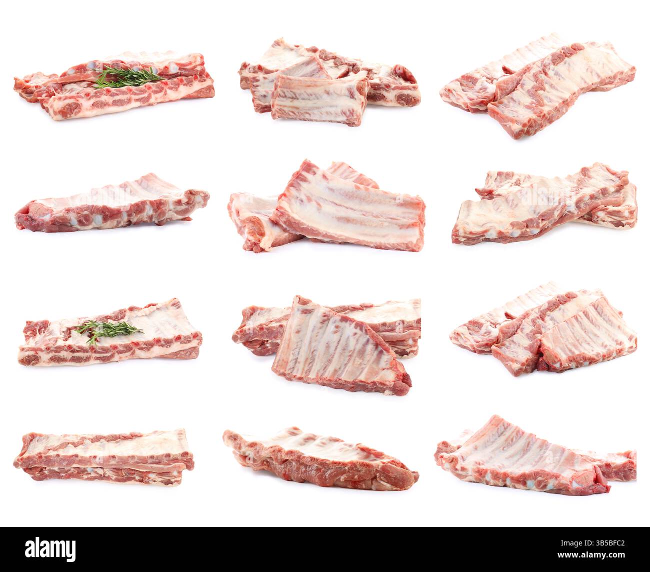 Fresh raw pork ribs on white background, collage Stock Photo - Alamy