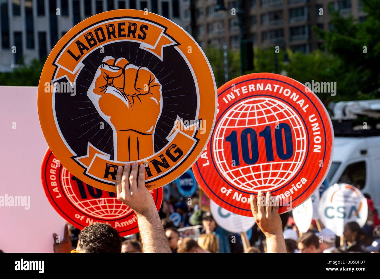 New York, New York, USA. 1st May, 2025. Union Signage at the annual May ...