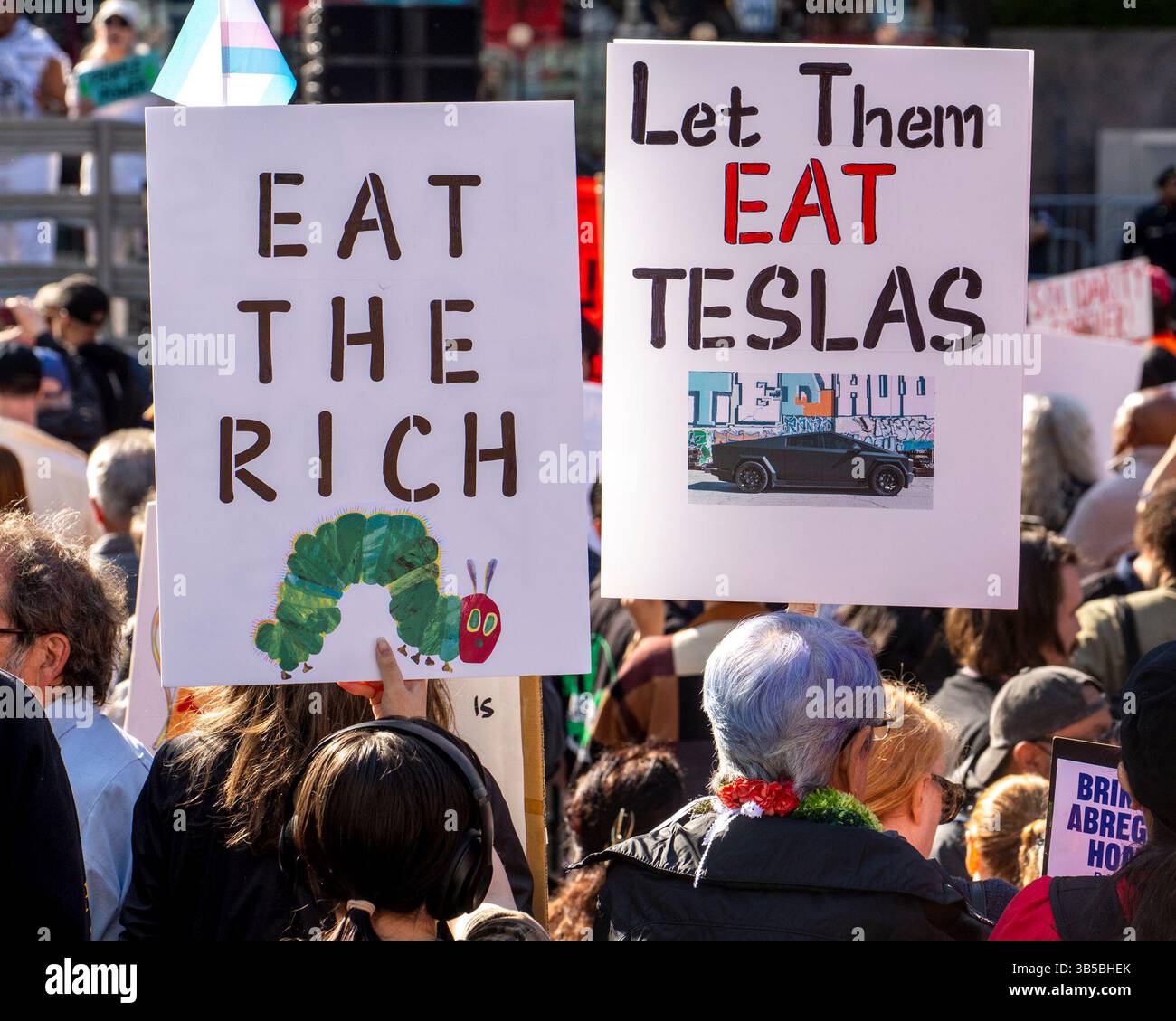 New York, New York, USA. 1st May, 2025. Signage at the annual May Day ...