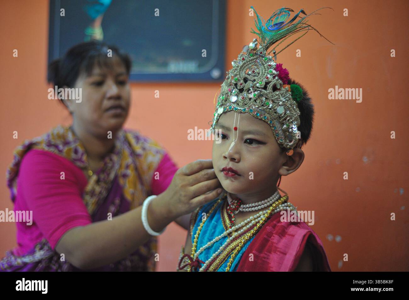 August 19, 2022: Cute Kid dressed up like lord Krishna/Gopal for the ...