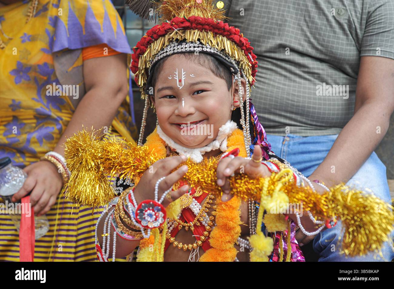 August 19, 2022: Portraiture of Cute Kid dressed up like lord Krishna ...