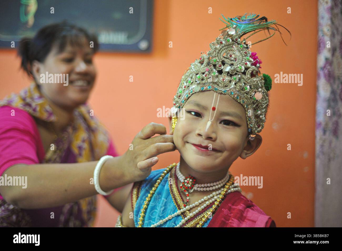 August 19, 2022: Cute Kid dressed up like lord Krishna/Gopal for the ...