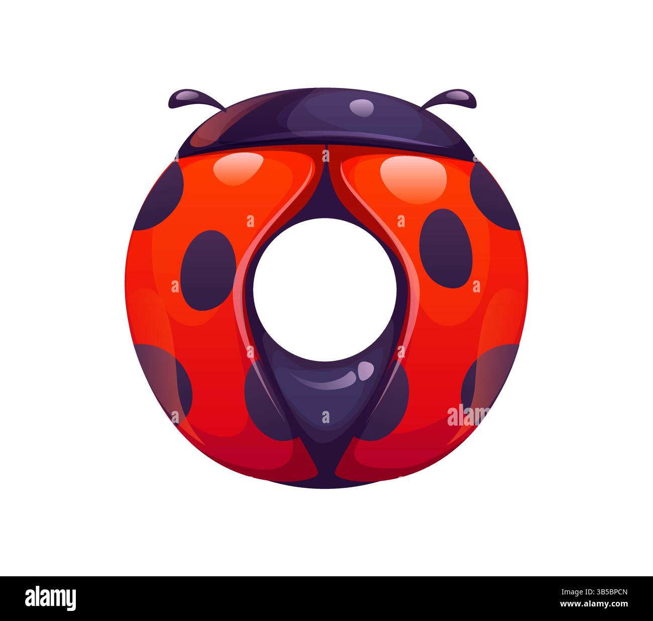 Ladybug cartoon font letter O. Garden ladybug beetle typeface element ...