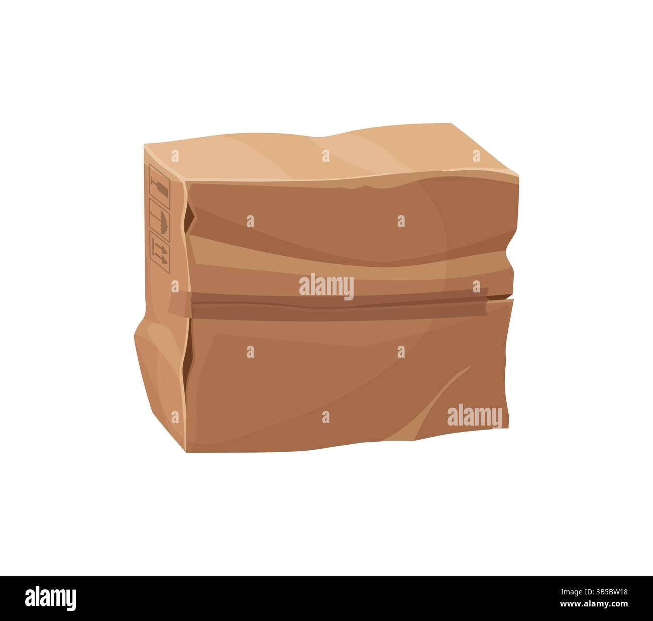 Damaged and dirty package cardboard box. Destroyed dirty shipping ...