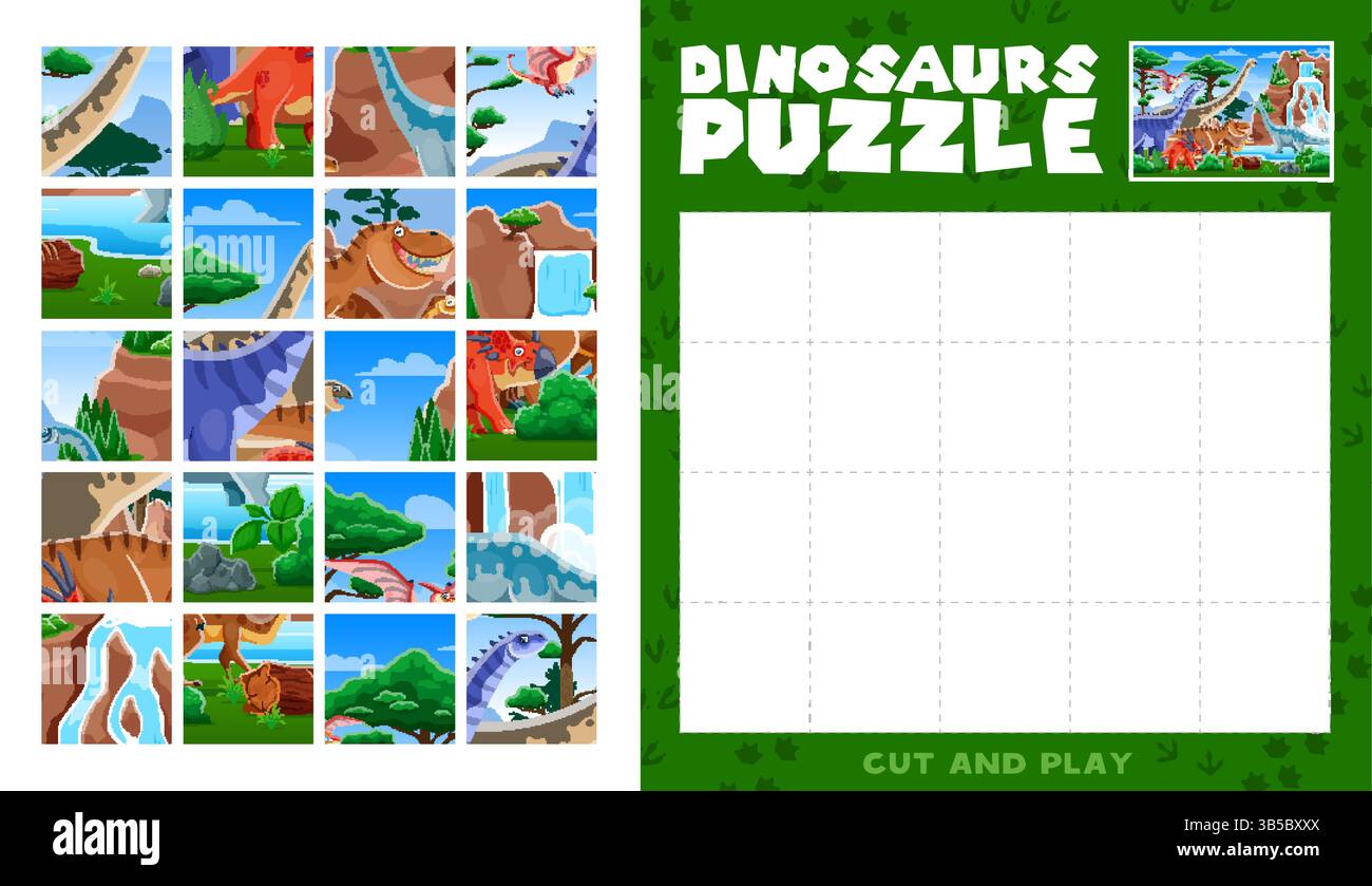 Prehistoric dinosaur animals jigsaw puzzle logic game. Dinosaurs jigsaw ...