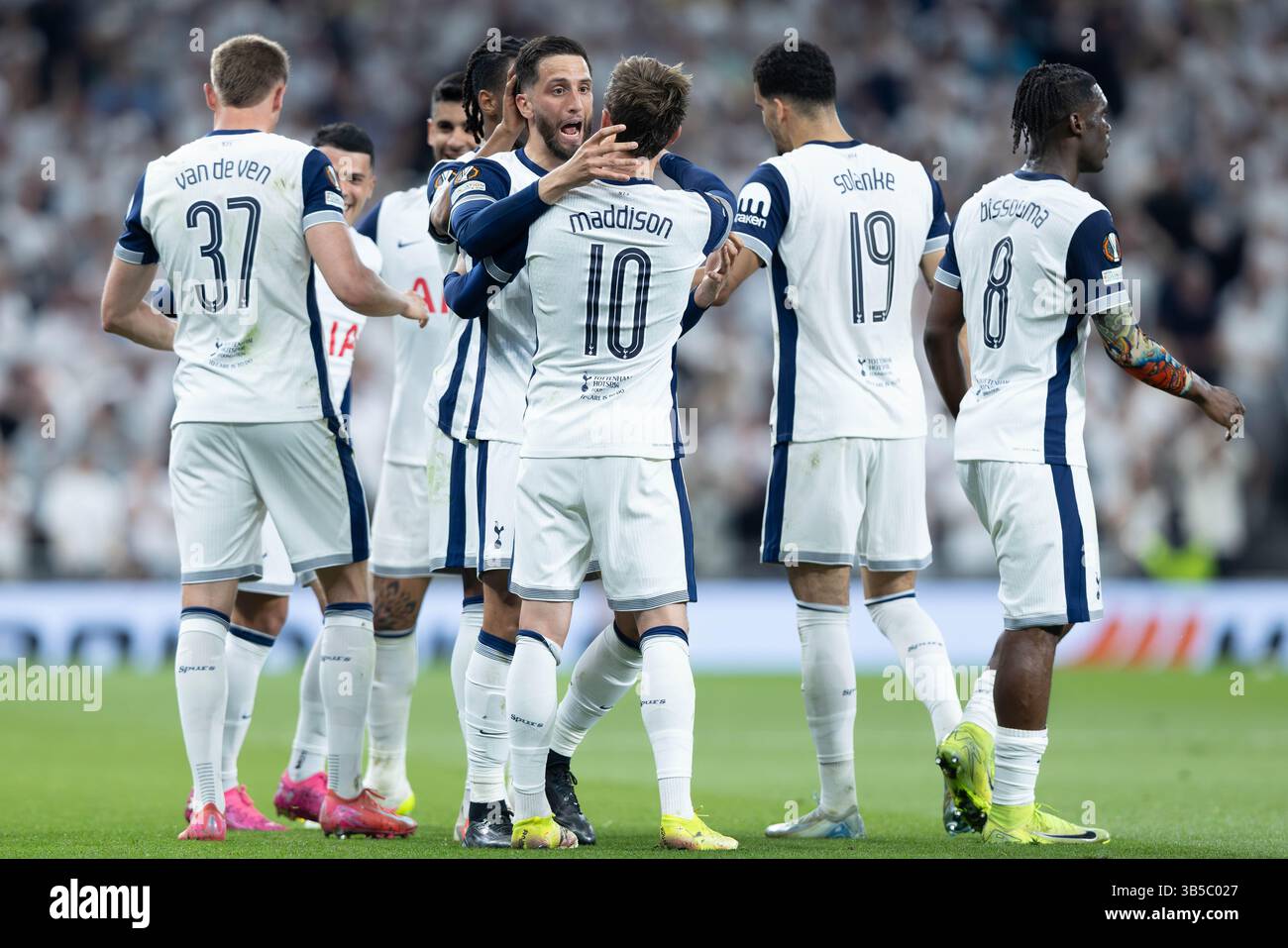 GOAL 2-0 James Maddison (10) of Tottenham Hotspur scores and celebrates ...