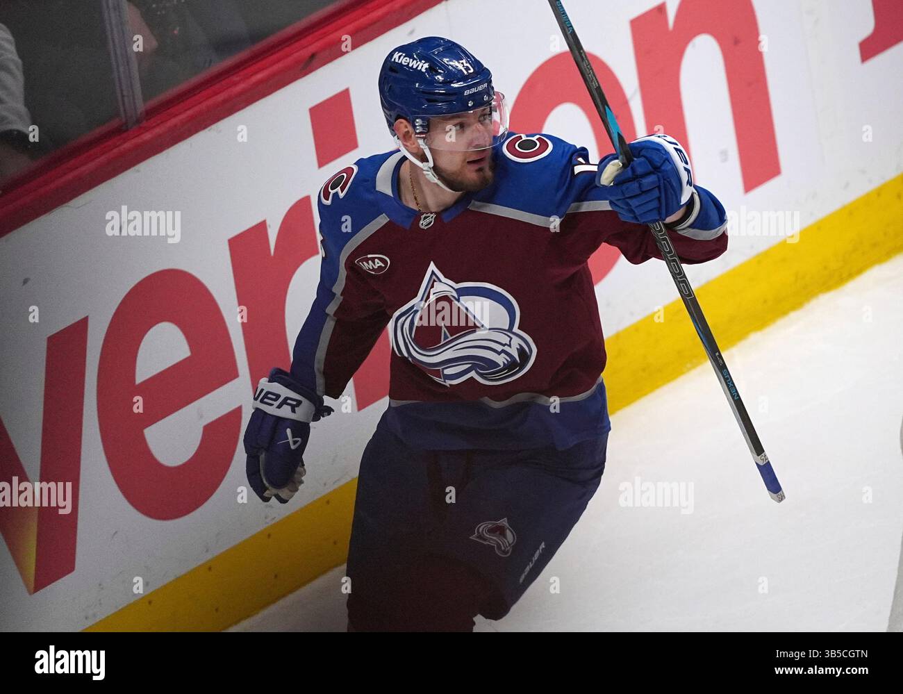 Colorado Avalanche right wing Valeri Nichushkin reacts after scoring ...