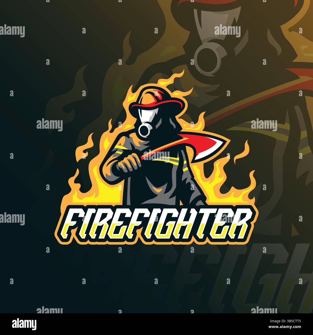 Firefighter mascot logo design vector with modern illustration concept ...