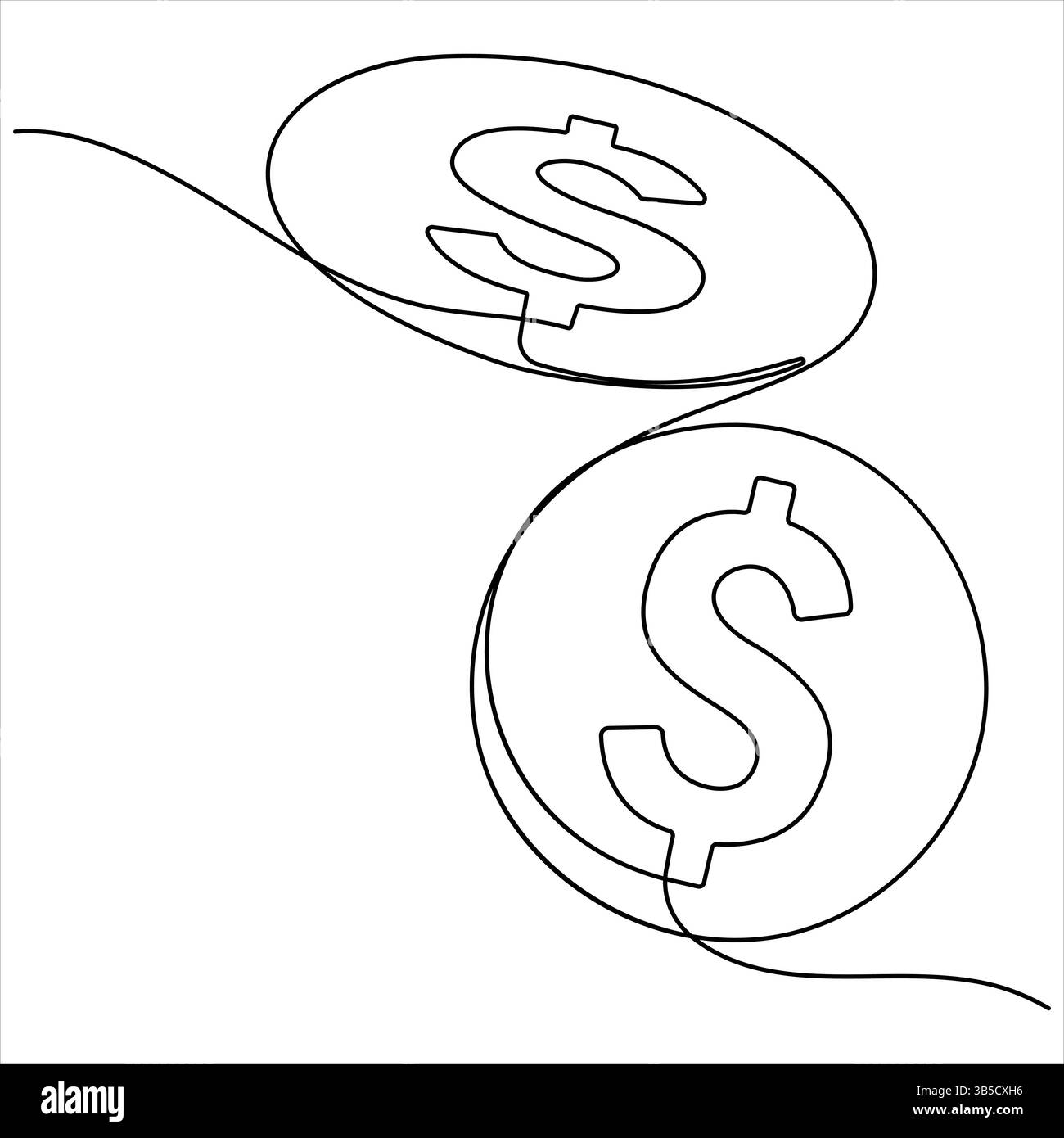 Dollar sign continuous one line art drawing of Money dollar linear ...