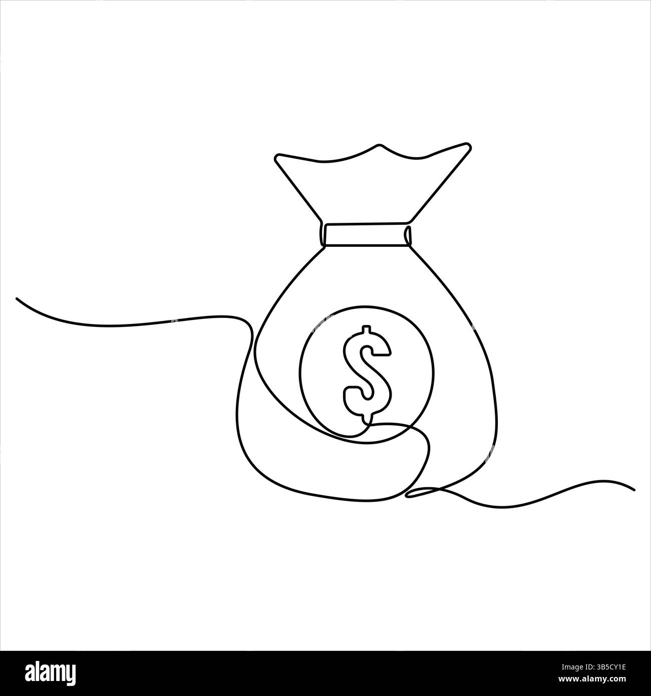 Single continuous line drawing of money bag money storage and ... Single continuous line drawing of money bag money storage and ...