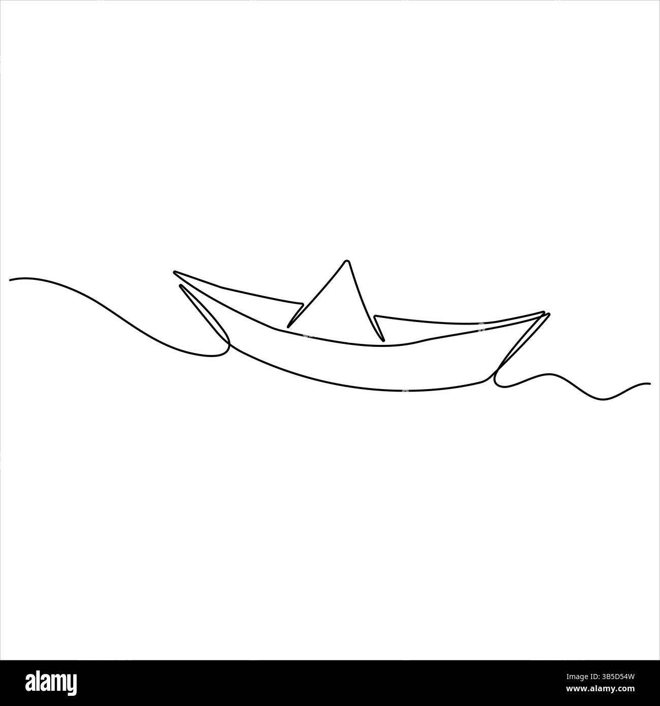 Continuous single line art drawing of paper boat sailing on the water ...