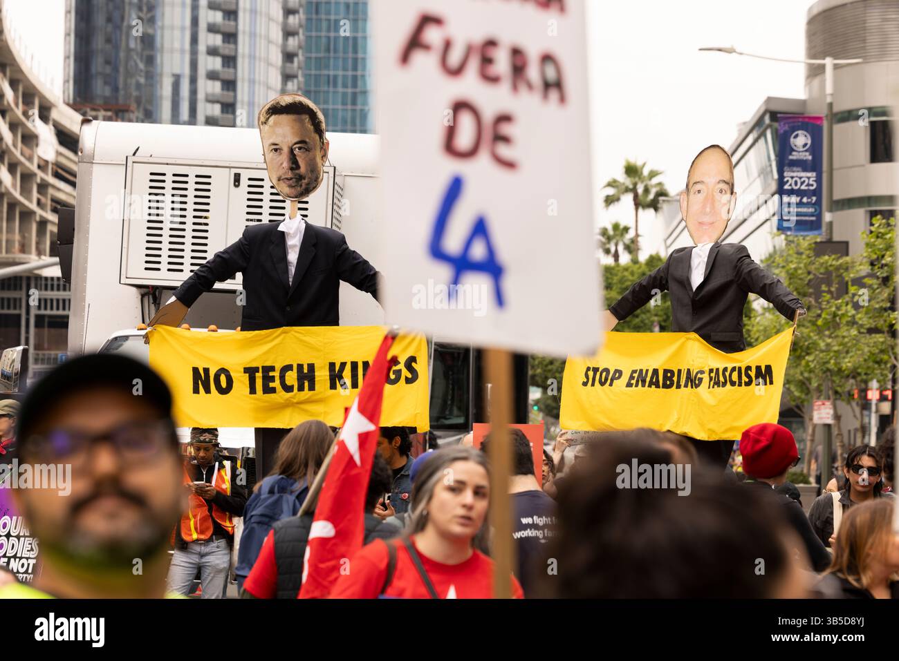 Los Angeles, California, USA - May 1, 2025: During a May Day protest ...