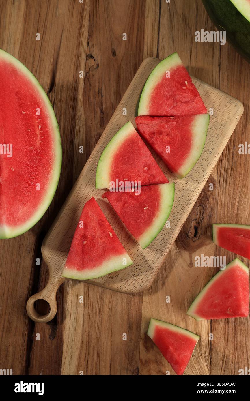 Top View Indonesia Fresh Slice Red Watermelon Stock Photo - Alamy
