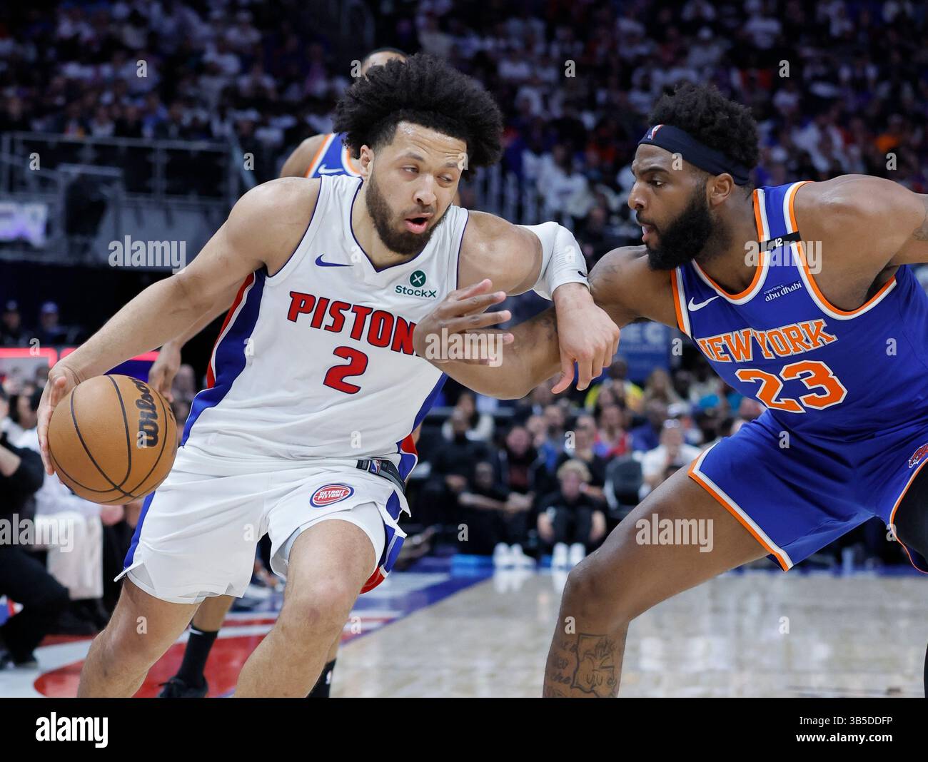 Detroit Pistons guard Cade Cunningham (2) drives against New York ...