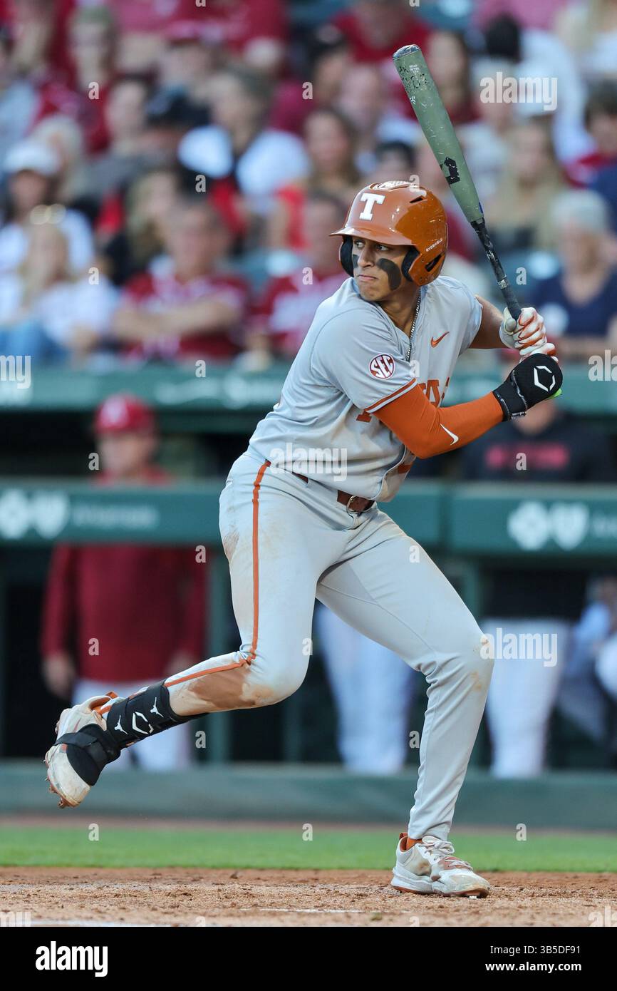 May 1, 2025: Texas batter Adrian Rodriguez (24) raises his front leg to ...