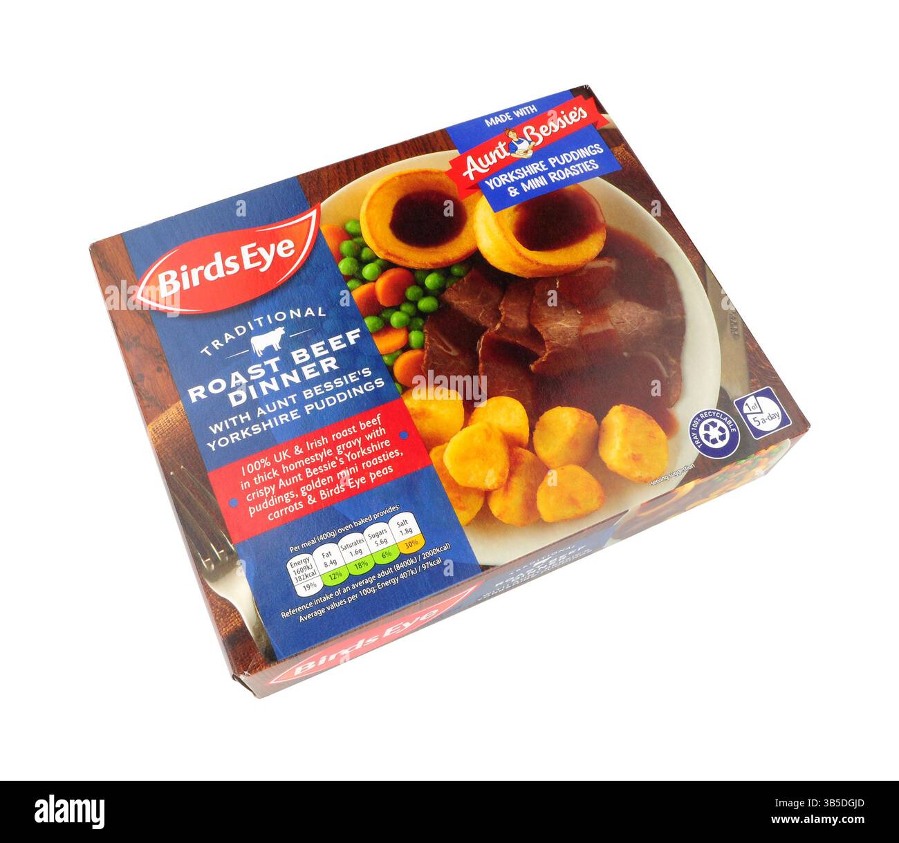 Birds Eye traditional roast beef frozen dinner with Aunt Bessies ...