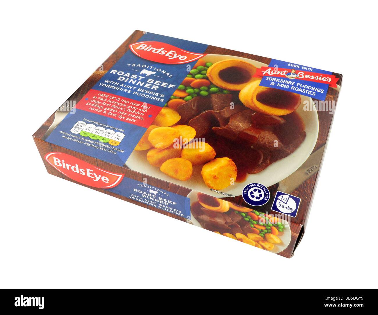 Birds Eye traditional roast beef frozen dinner with Aunt Bessies ...